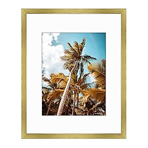 Frametory, 16x20 Picture Frame with Mat for 11x14 Picture- - High Definition Glass Wide Molding - Preinstalled Wall Mounting Hardware (Gold, 1 Pack)