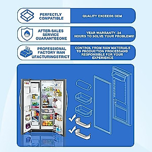 240356402 Refrigerator Door Bin and 242126602 Door Shelf Replacement Compatible with Frigidaire FFSS2615TE3 FFSS2615TE0 LFSS2612TE0 FFSS2615TS2 LFSS2612TF0 FFSS2615TS0,Replace Fridge Gallery (4 PCS)