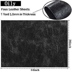 CDY Marine Vinyl Fabric,Soft Waterproof Synthetic PU Fabric Material 1.1mm Thick 54" x 36"Upholstery Faux Leather Fabric for Upholstery Muscle Car,Furniture, Sofa (Black Gray)