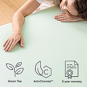 ZINUS 1.5/3/4-inch Green Tea Memory Foam Mattress Topper, Pressure-Relieving Layers, CertiPUR-US Certified, (3 in, King)