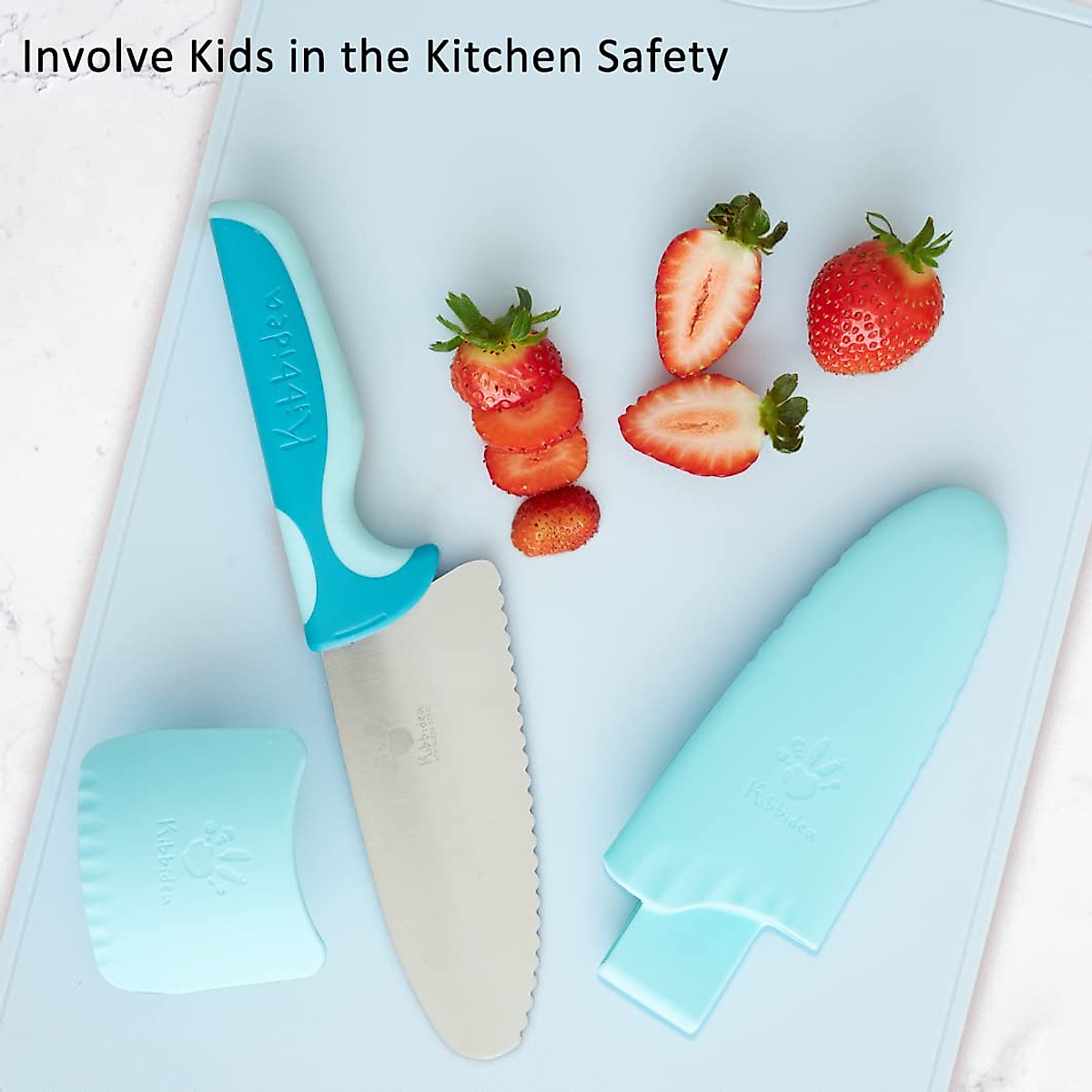 Kibbidea Kids Knife Set, Safe Kids Knife With Peeler, Cute Kids Chef's Knife for Cutting Peeling Veggies Fruits