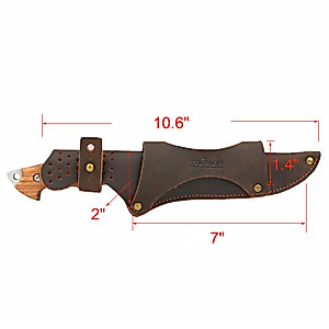 Tourbon Leather Knife Sheath with Belt Loop for Horizontal Vertical Carry of Fixed Blade Knife EDC Compact Draw Knife Holster