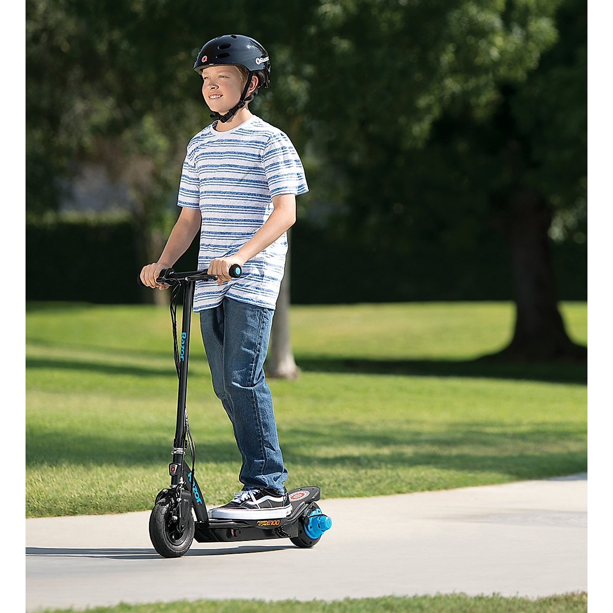 Razor Power Core E100 Electric Scooter - Black Deck - Blue - FFP