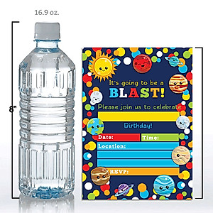 Space Invites Happy Planets– Outer Space Birthday Invitations for Kids, 20 5x7 Fill In Cards with Twenty White Envelopes for Your Outer Space Birthday by AmandaCreation