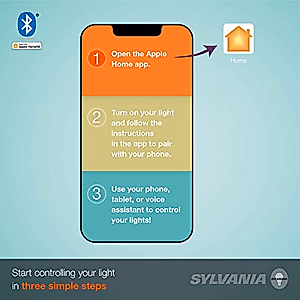 SYLVANIA Smart Bluetooth LED Light Bulb, A19 60W Equivalent, Efficient 10W, Works with Apple HomeKit, RGBW Full Color and Adjustable White, No Hub Required - 1 Pack