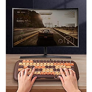Mechanical Keyboard Wired 84 Keys Gaming Keyboard Mixed Color Retro Round Keycaps Keyboard for PC Gamer/Office/Home ​Computer (Color: Chocolate/Cherry Blossom Pink) (Color : Chocolate)