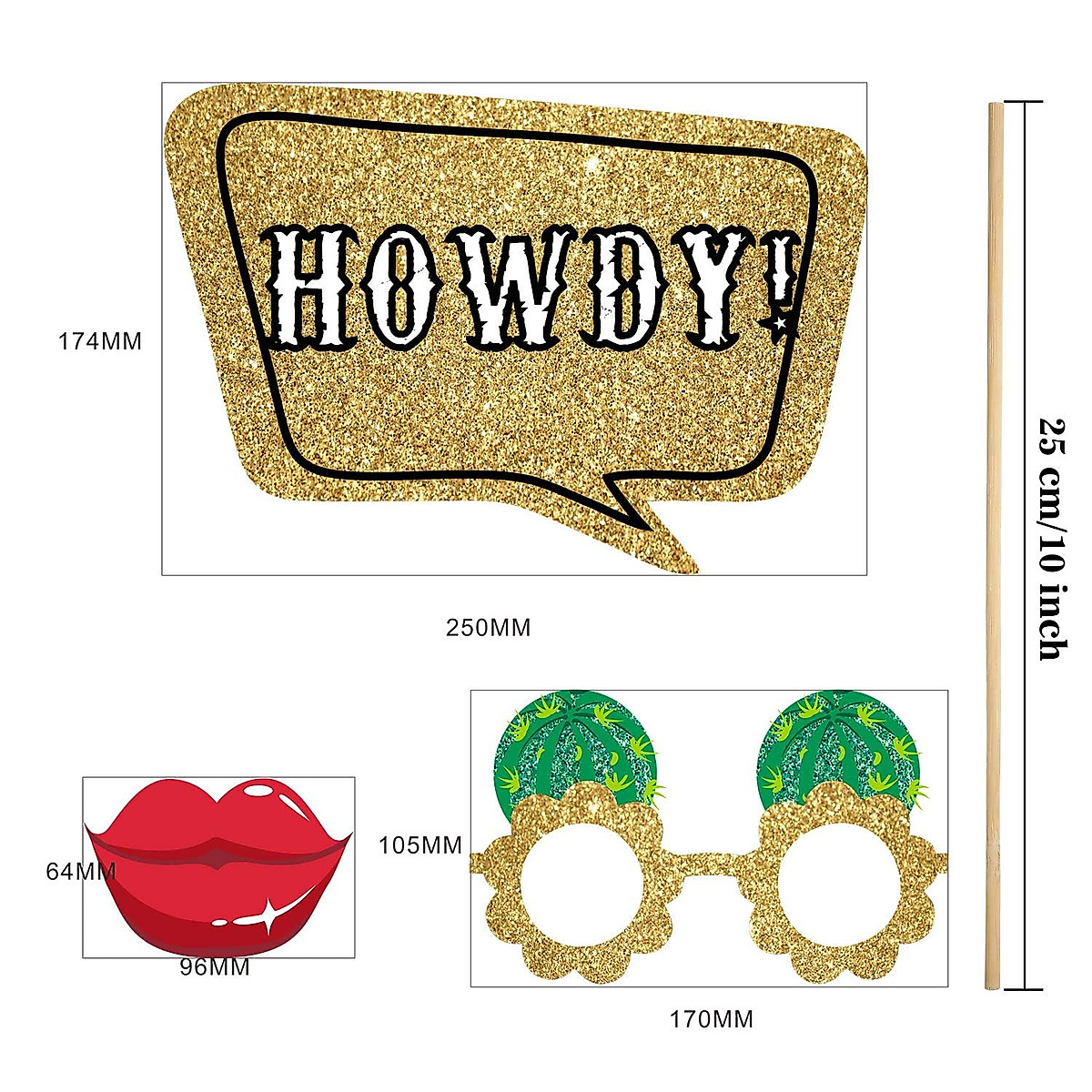 Blulu 26 Pieces West Cowboy Photo Booth Props Kit, Cowgirl Western Party Decorations Selfie Props for Western Cowboy Theme Party Favors Supplies (Cowboy)