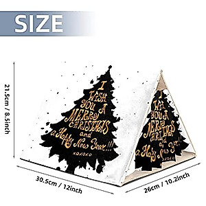 Y-DSIWX Guinea Pig Hideout Cozy Hamster House Cave for Bunny Chinchilla Hedgehog Small Animal Aesthetic Black Merry Chrismas Tree