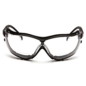 Pyramex Safety V2G Readers Eyewear, Black Strap/Temples, Clear +2.5 Anti-Fog Lens, Black Frame/Clear Anti-fog +2.5 Lens