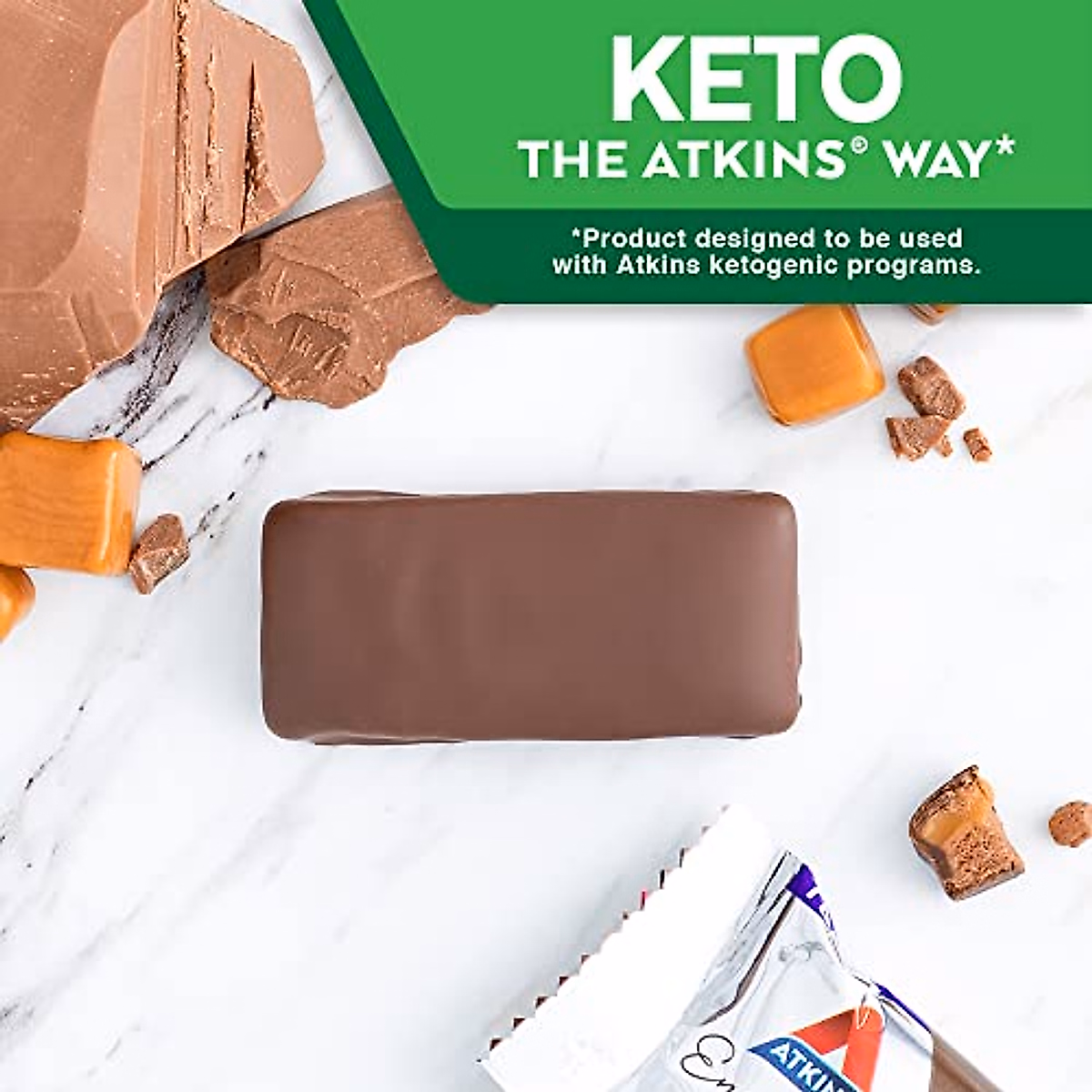 Atkins Endulge Chocolate Caramel Mousse Bar, Dessert Favorite, 1g Sugar, High in Fiber, 5 Count