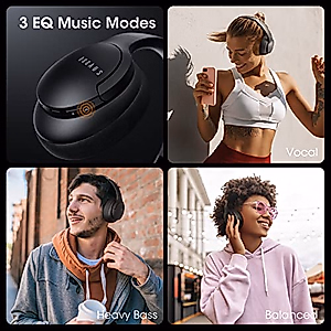 DOQAUS Upgraded Bluetooth Headphones Wireless Over Ear, 80H Playtime Bluetooth 5.3 Wireless Headphones with 3 EQ Modes, Built-in HD Mic, HiFi Stereo Sound,Deep Bass,Memory Foam Ear Cups for Phone/PC