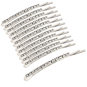 12 Pieces Rhinestone Bobby Pins, Silver Metal Hair Clips Diamond Bobby Pins Crystal Hair Pin for Prom Bridal Wedding Hair Accessories Gift Stocking Stuffers for Women Girls