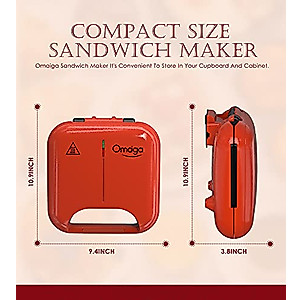 Omaiga Sandwich Maker 3 in 1, Waffle Maker, 750W Electric Panini Press Grill with Non-stick Removable Plates, Sandwich Press with LED Indicator Lights, Anti-Skid Feet, Portable Handle