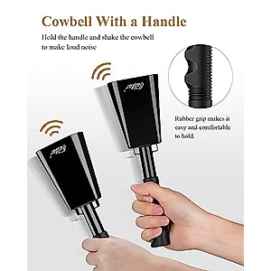 Eastar Cow Bell with Handle, 2 Pack Cowbells for Sporting Events, 10 Inch Cowbells Noise Makers Cheering Bell for Football Games, Stadiums, Halloween Gifts, Black