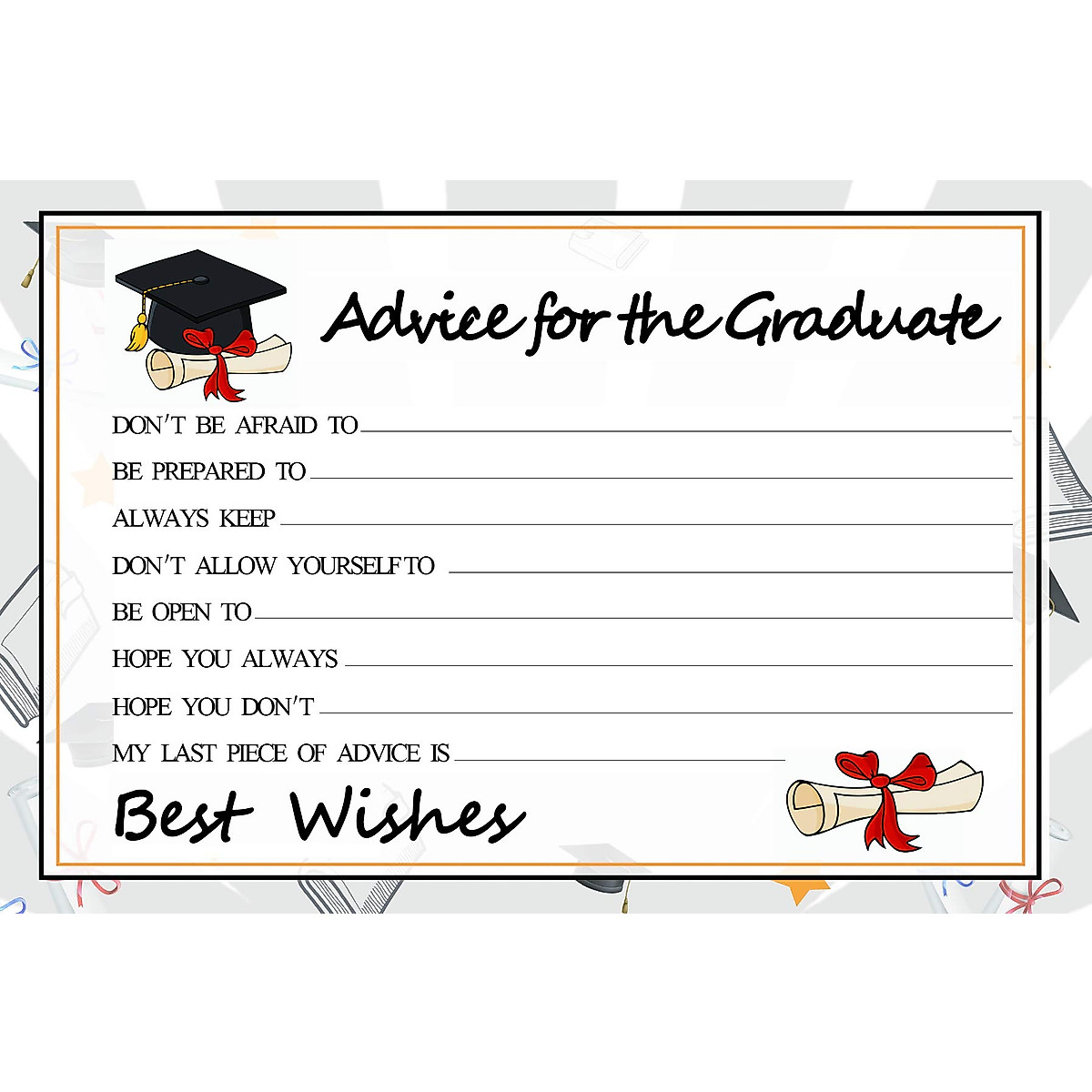 Graduation Wish Cards - 50PCs High School or College Graduation Advice Cards Supplies 2024 Decorations Grad Celebration Party Supplies for High School/College/Senior School