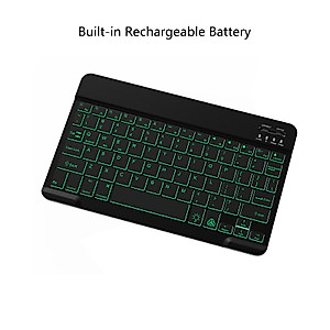 7 Color Backlit Bluetooth Keyboard for iPad 10th 9th Gen, iPad Pro M4 13 12.9 11 inch, iPad Air M2 5th 4th Generation, iPad Mini iPhone Slim Rechargeable Android Tablet Phone Wireless Keyboard (Black)