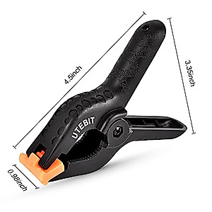 UTEBIT 8/12 Muslin Clamps 4'' Portable Black Backdrop Background Clamps Heavy Duty Paper Clips for Photo Studio, Woodwork, Artwork (12Packs)