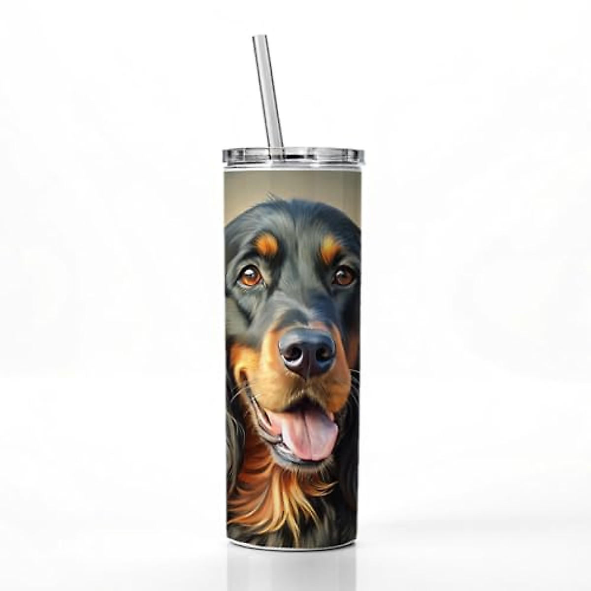 Gordon Setter Dog Illustration Skinny Tumbler 20oz with Straw Insulated Water Bottle Gift