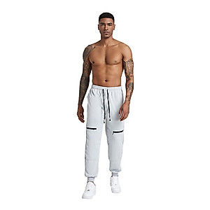 GIROLA Men's Sweatpants, Slim Fit Men Jogger Pants Tapered Gym Workout Pant for Jogging,Casual Athletics,Running,Training Grey
