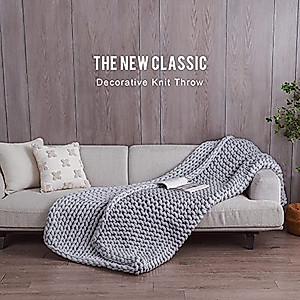 Uttermara Knit Weighted Blanket 10 Pounds 50x60 Inches, Weighted Blankets Knitted, Grey + Blanket Hoodie Women and Men with Giant Front Pocket Elastic Sleeve, Gray