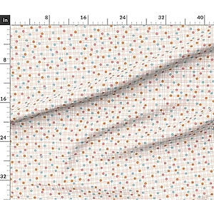 Spoonflower Fabric - Plaid Polka Dots Polkadot Grid Lines Pink White Orange Blue Stripes Printed on Cotton Poplin Fabric by The Yard - Sewing Shirting Quilting Dresses Apparel Crafts