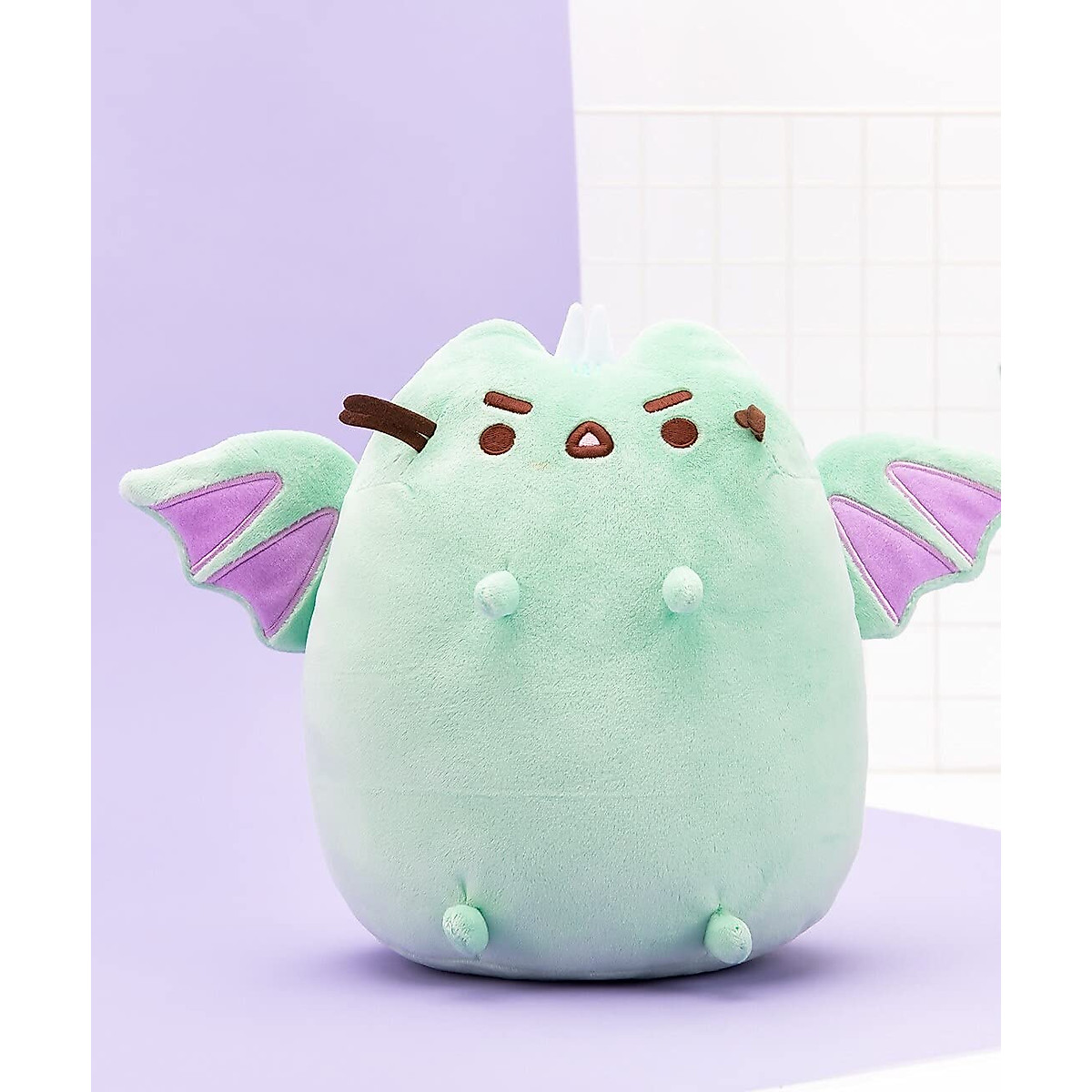 GUND Pusheen The Cat Grumpy Dragonsheen Plush, Dragon Stuffed Animal for Ages 8 and Up, Green/Purple, 9”