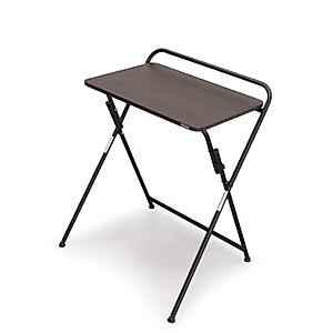 SOFSYS Modern Folding Desk for Small Space, Computer Gaming, Writing, Student and Home Office Organization, Industrial Metal Frame with Premium Desktop Surfaces, Espresso/Black
