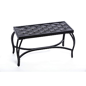 Mango Steam Free Standing Patio Garden Weave Bench, Metal Charcoal Black