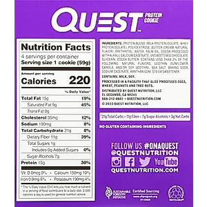 Quest NUTRITION Double Chocolate Chip Protein Cookie, 4 CT