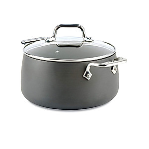 All-Clad HA1 Hard Anodized Nonstick Sauté Pan with Lid 4 Quart Induction Pots and Pans, Cookware Black & E7854464 HA1 Hard Anodized Nonstick Soup Stock Pot Cookware, 4-Quart, Black