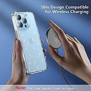 Compatible for iPhone 13 Pro Glitter Case Clear Crystal, Not Yellowing Shockproof Protection iPhone 13 Pro Glitter Case, Slim Thin Cover for Women & Girls 6.1P'', Sparkly Clear
