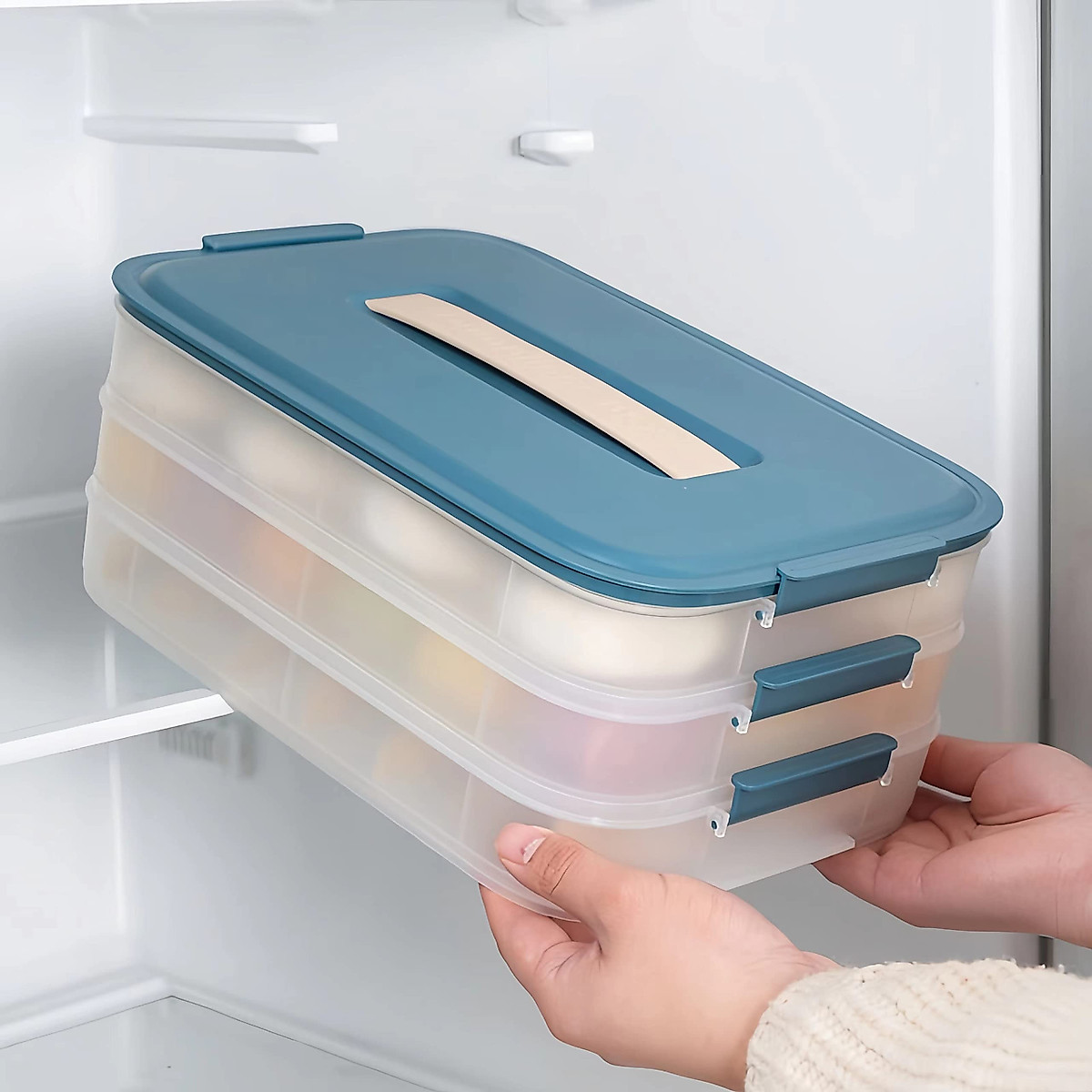 Plastic Bacon keeper with Lids Airtight, Deli Meat Cold Cuts Cheese Saver Food Storage Containers for Refrigerators, Freezer,Shallow Low Profile Christmas Cookie Holder