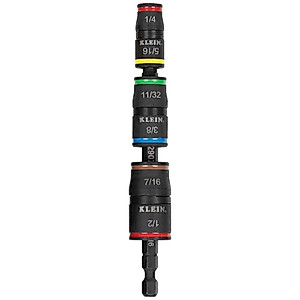 Klein Tools 32907 Impact Driver, 7-in-1 Impact Flip Socket Set with 1/2, 7/16, 3/8, 11/32, 5/16, 1/4 Nut Driver Sizes and 1/4-Inch Bit Holder