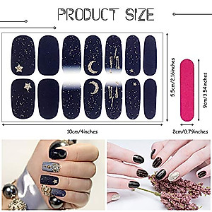 20 Sheets 280 Pieces Black Nail Wraps Self Adhesive Full Cover Nail Decals Art Nail Polish Stickers False Nail Decals Manicure Stickers with 2 Pcs Nail Files for Girls Women (Chic Style)