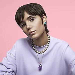 SWAROVSKI Chroma Pendant Necklace, Dual-sided Green and Lilac Drop-Cut Crystals with a Gold-Tone Finish Chain, Part of the Chroma Collection