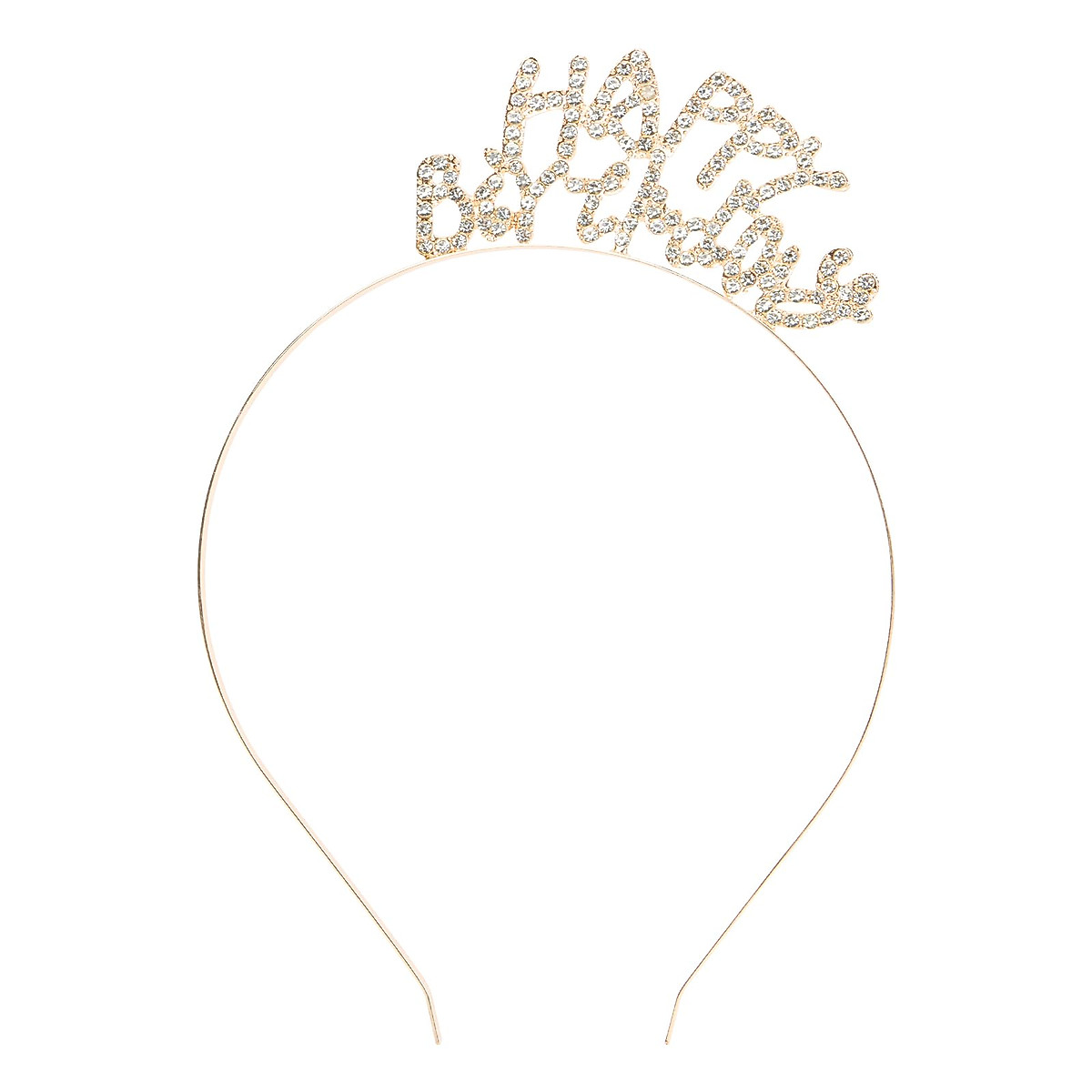 Ondder Gold Happy Birthday Headband for Women & Girls - Shiny Rhinestone Tiara for Birthday Parties