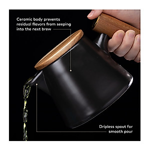 ChefWave Artisan Series Ceramic Tea Pot with Stainless Steel Extra-Fine Infuser for Loose Leaf Tea and Bamboo Cool Touch Lid, 20 oz.