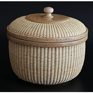 Teng Tian lidded home storage Rattan Handicrafts Casual Style Circular Basket rattan baskets for organizing sewing kits for adults