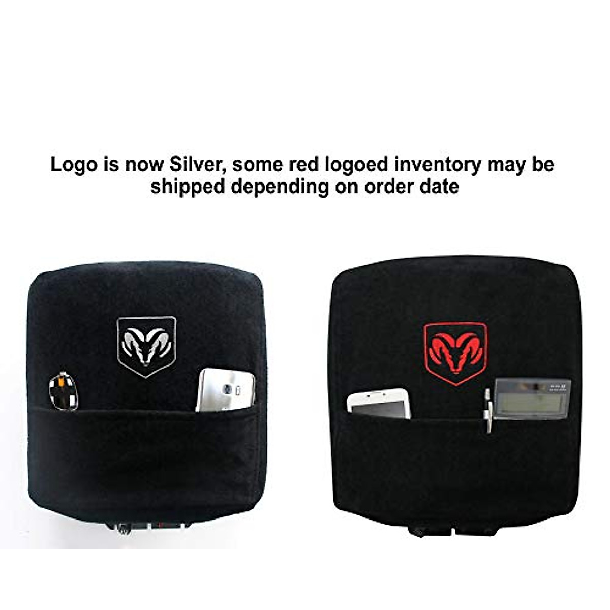 Seat Armour KADGRBSO04-14 Custom Fit Center Console Cover for Select Dodge Ram Models with Bucket Seats - (Black) (Officially Licensed Ram Embroidered Logo)