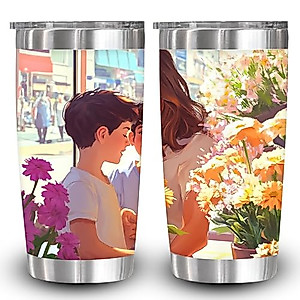 FOCIUZTA 20oz Illustrated Mother and Children Tumbler with lid, Travel Coffee Cup, Ideal for Easter, Mother Day, and birthday gifts