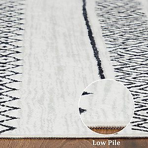 ROYHOME 8x10 Washable Rug for Living Room Bohemian Farmhouse Area Rug Stain Resistant Area Rug Modern Geometric Area Rug for Bedroom Dining Room Home Office, 8' x 10' Black/White