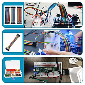 Minidodoca 840 Pcs Breadboard Jumper Wire Cables for Arduino, 14 Values, 2 mm/0.08"-125 mm/4.92" U-Shape Magnetic Jumper Wires Assortment kit & 20Pcs 20cm/8 inch Length Dupont Cable Assorted Kit