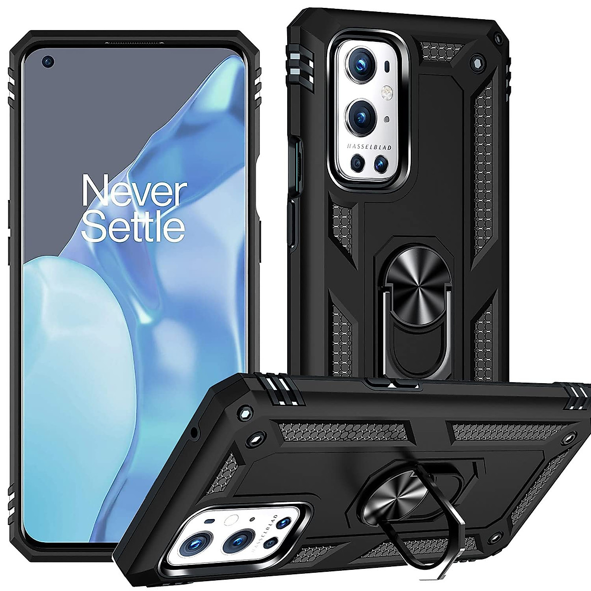 ADDIT for OnePlus 9 Pro Case OnePlus 9 Pro 5G Case,Military-Grade Protective OnePlus 9 Pro Cases Cover with Ring Car Mount Kickstand for OnePlus 9 Pro 5G(6.7 Inch) - Black
