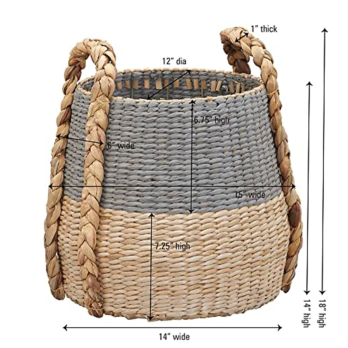 Household Essentials, Natural and Gray Cattail and Paper Terra Basket