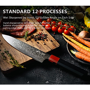 Japanese Chef Knife 8 Inch Damascus Chefs Knife Japanese Kitchen Knives Professional Gyuto Cooking Knives High Carbon Stainless Steel Cutting Vegetable Meat Cleaver with Gift Box