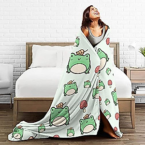 Pubnico Cute Green Frog Blanket , Flannel Blanket Fluffy Cozy Fuzzy Throws Non-Shedding for Nap Bed Sofa Couch Home Decor, Adults Kids Teens Frog Gifts