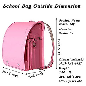 randoseru cherry backpack ransel japanese school bags boys and girls automatic lock waterpoorf PU leather
