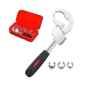 JTZXJJX Stubby Adjustable Wrench with 45MM Wide Jaw Opening for Plumbing Automotive and Industry Tight Spaces Work (Aluminum)