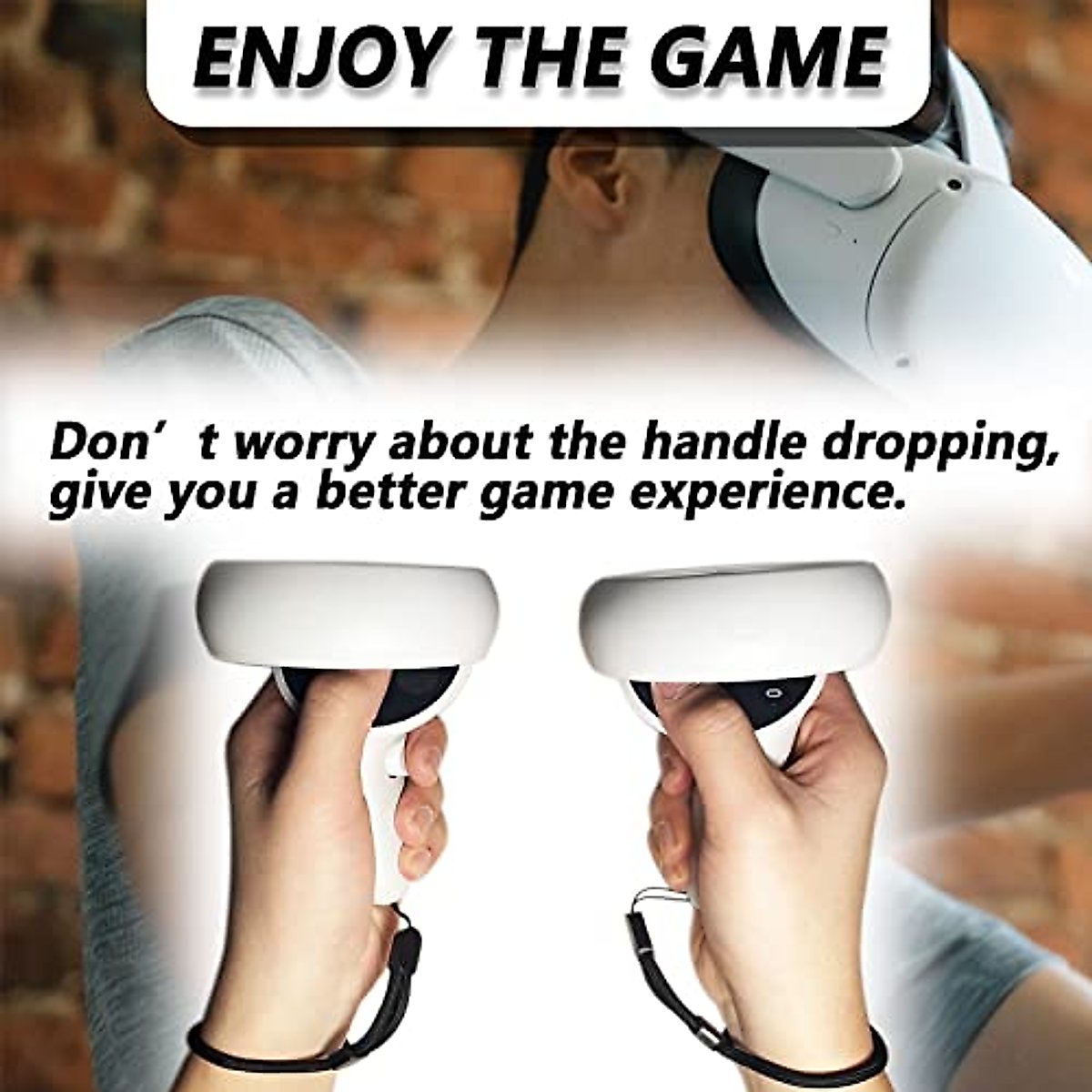 Improved Replacement Wrist Straps for Oculus Quest 2 Gen Controller, Sturdy Comfy Adjustable Hand Strap for Oculus 2, Easy Attach White Resin Stopper for Oculus Controllers