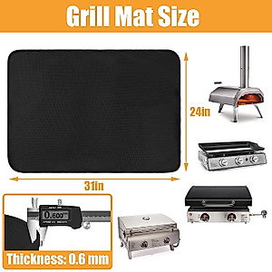 Amerbro 24x31in Heat Resistant Grill Mats for Outdoor Grill to Protect Your Prep Table and Outdoor Grill Table - Fire Proof & Water Proof & Oil Proof BBQ Mat - Black (0.6mm)